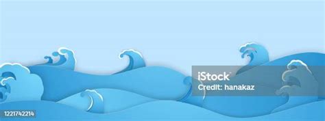 푸른 바다 파도 배경입니다 현대 종이 컷 배경입니다 3d 추상 종이 아트 스타일 전단지 포스터 인쇄 Political Party