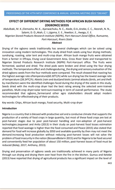 Pdf Effect Of Different Drying Methods For African Bush Mango Ogbono Seeds