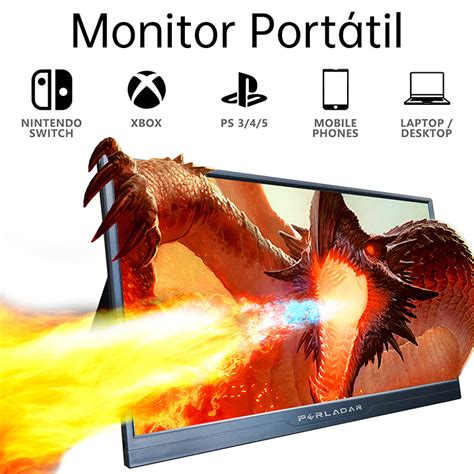 Monitor Portátil 156 1080p 100 Srgb Fhd Tela Com Porta Usb Tipo C