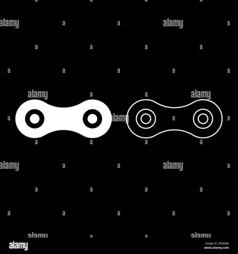 Bike Chain Link Roller Bicycle Repair Spare Part Motorcycle Set Icon White Color Vector