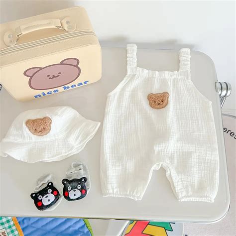 여름 아기 옷 곰 슬링 롬퍼 모자 개 세트 유아 원피스 AliExpress