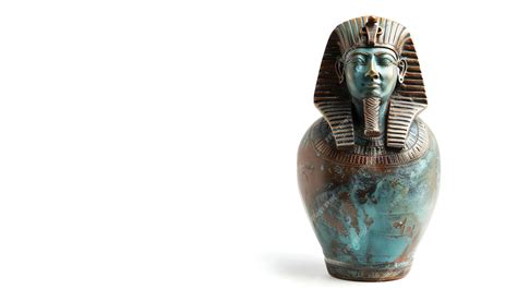 Ancient Egyptian Statue Artifact On White Background Representing Historical Pharaoh Figure