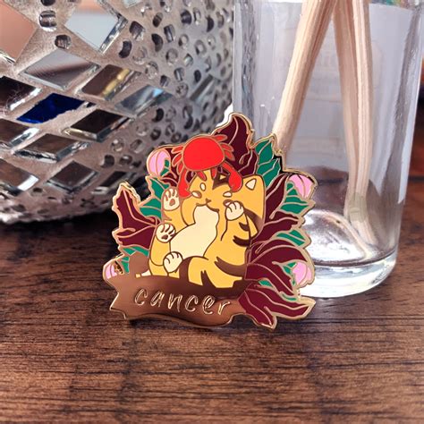 Cat Astrology Cancer Enamel Pin Robin Recato