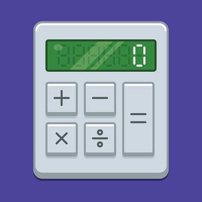 Calculator Icon With Green Display On Purple Background Stock Vector