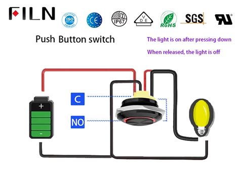 great ultra short momentary switch filn 19mm 4 pin 12v 120v 250v high