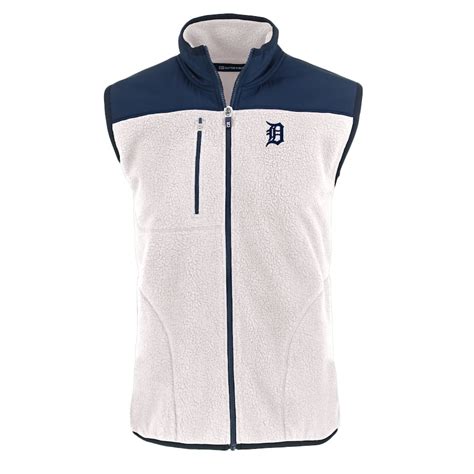 Mens Detroit Tigers Cutter And Buck Whitenavy Cascade Eco Sherpa Fleece