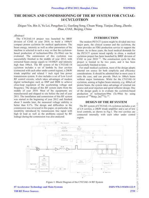Pdf The Design And Commissioning Of The Rf System For Cyciae 14 Cyclotron