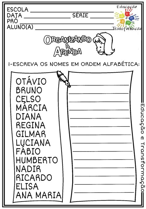 Atividade Ordem Alfabética 3 Ano Retoedu