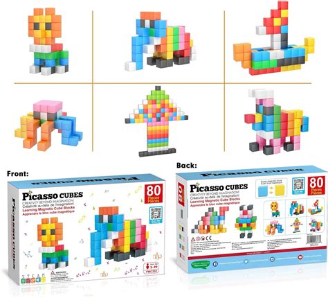 Picassotiles Magnet Cube Building Blocks 80 Pieces 12 3cm
