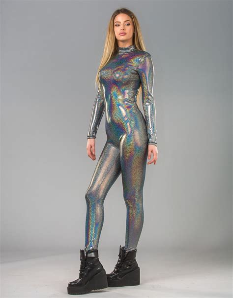 Iridescent Hologram Catsuit Metallic Mystique Cosplay Costume Etsy