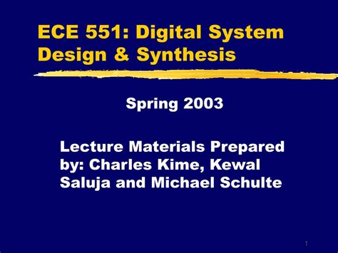 Ppt Ece 551 Digital System Design And Synthesis Powerpoint