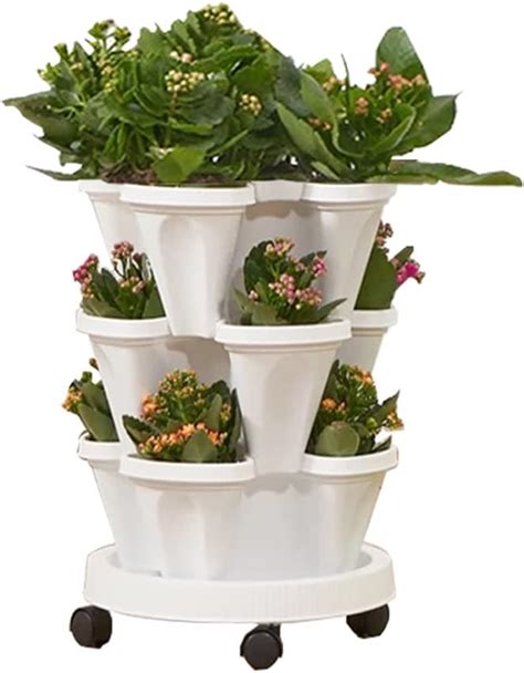 Tectsia Strawberry Vertical Planters 3 Tiered Stacking