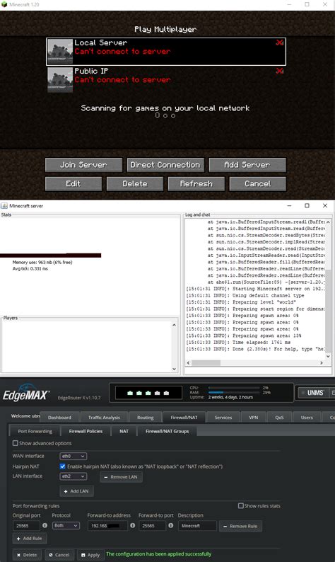 Troubleshooting A Minecraft Java Server Connection Rubiquiti
