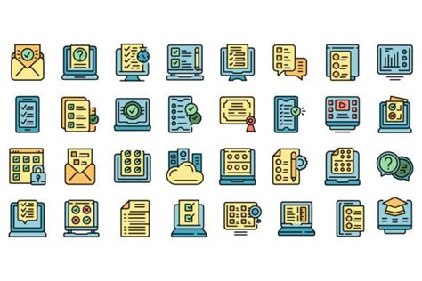 Online Exam Icons Set Vector Flat Graphic By Ylivdesign · Creative Fabrica