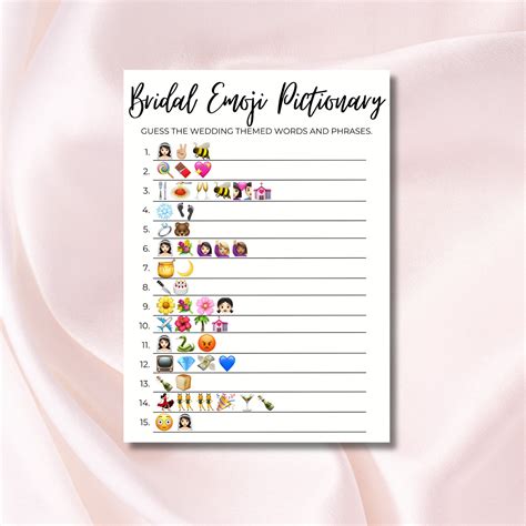 Bridal Emoji Pictionary Bridal Shower Game Bridal Shower Activity