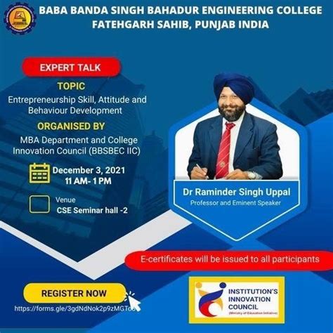 Institutes Innovation Council Iic Activities Baba Banda Singh Bahadur Engineering College
