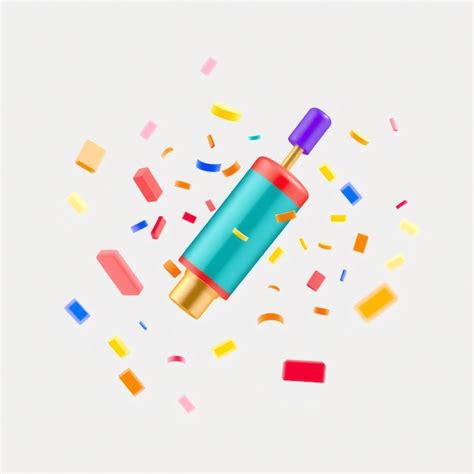 colorful party popper with confetti isolated on white premium ai