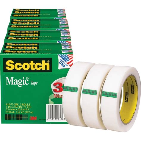 Scotch Magic Tape 72 Yd Length X 1 Width 3 Core Matte Clear