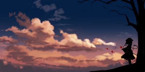 Safebooru 1girl Absurdres Bare Tree Blue Sky Branch Clouds Cloudy Sky