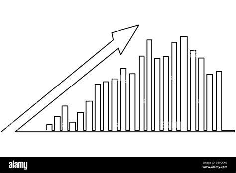Continuous Business Growth Icon One Line Drawing Of Graph Single Line