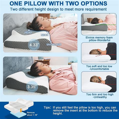 Cervical Memory Foam Pillow 2 In 1 Contour Orthopedic Support Pillows