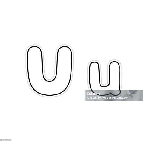 Ilustrasi Vektor Huruf U Huruf Besar Dan Huruf Kecil Font Kuning Gambar