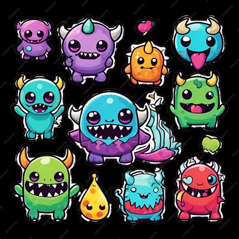 Premium Photo Vector Cartoon Stickers Cartoon Stickers In Happy Mood
