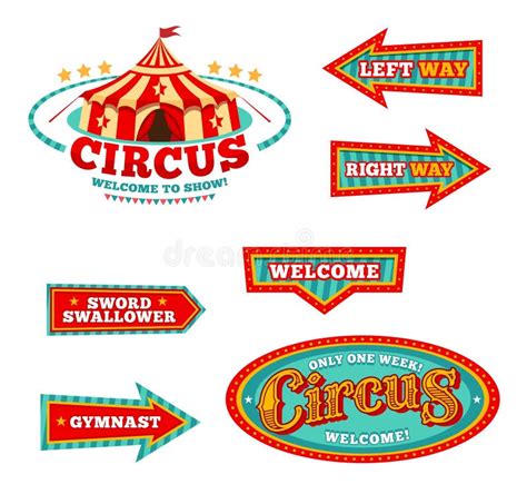 Circus Carnival Signs And Signboards To Magic Show Stock Vector