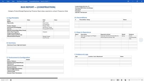 Bug Report Template Free Word Examples