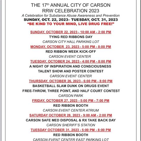 The City Of Carson 2023 Red Ribbon Week Celebration Starts This Coming