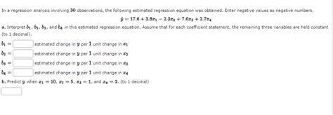 Solved Consider The Following Estimated Regression Equation Chegg