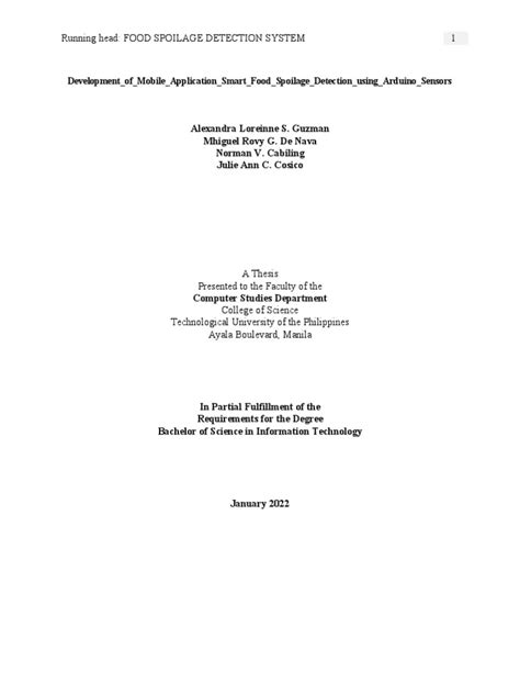 Development Of Mobile Application Smart Food Spoilage Detection Using