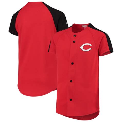 Youth Cincinnati Reds Stitches Red Logo Button Down Jersey