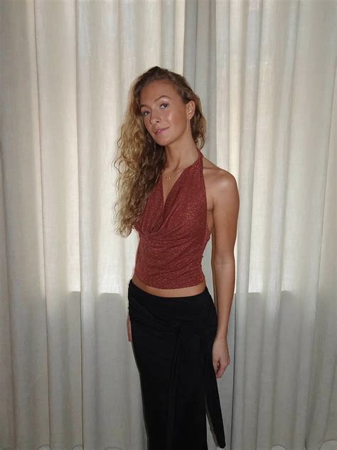 Martha Halterneck Top With Glitter Brown Design By Si