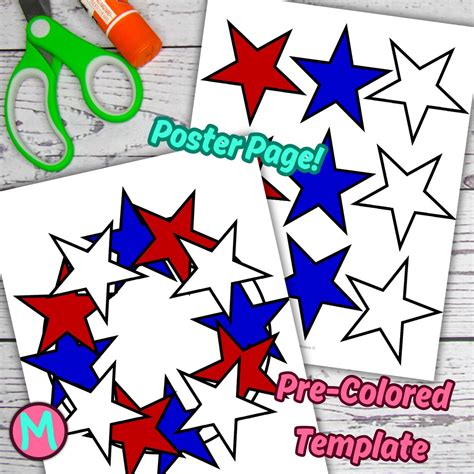 4th Of July Star Wreath Craft Templateprintable Patriotic Paper Craft