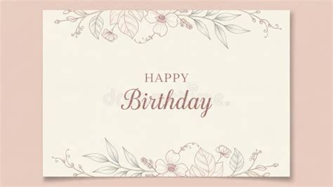 Elegant Floral Happy Birthday Card Template Stock Illustration