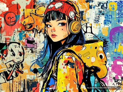 ai创作图嘻哈插画潮流插画 网红潮流插画 潮酷卡通人物图案 都市女孩插画 潮牌插画 潮流人物插画 酷帅潮流插画 潮酷插画 街舞女孩插画 嘻哈