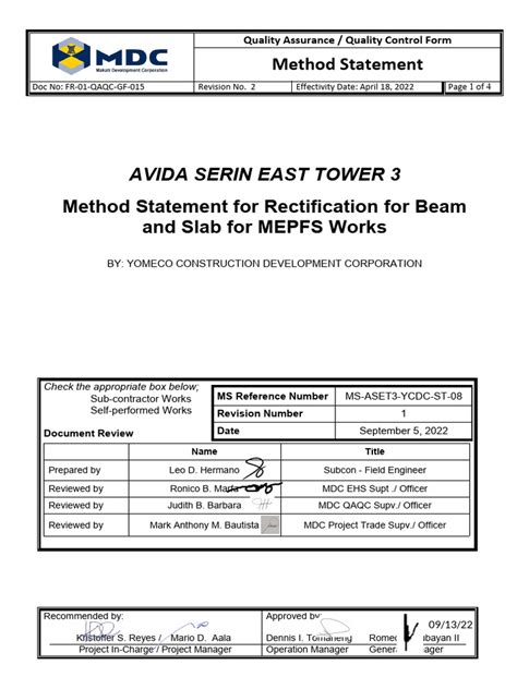 Rectification For Beam And Slab For Mepfs Works Yomeco Pdf