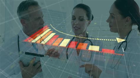 Discussing Patient Data Doctors Reviewing Bar Graph Animation In