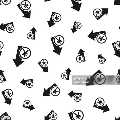 Yen Decrease Seamless Pattern Icons On White Background High Res Vector