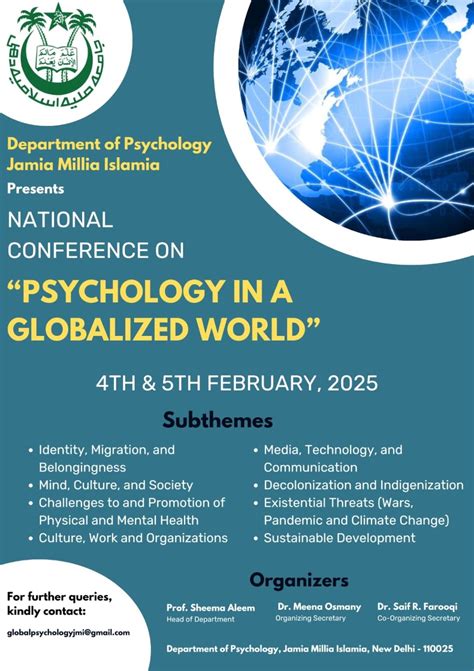 Department Of Psychology Jamia Millia Islamia Is Organizing A National Conference On