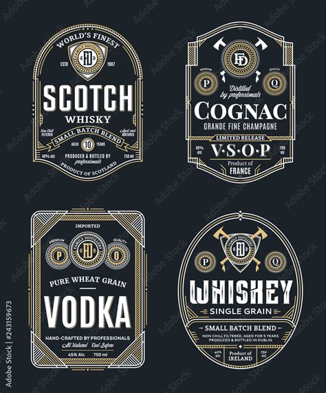 Alcoholic Drinks Labels Stock Vector Adobe Stock