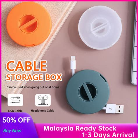 Usb Cable Storage Box Portable Rotatable Cable Winder Box Earphone Charging Cable Wire Storage
