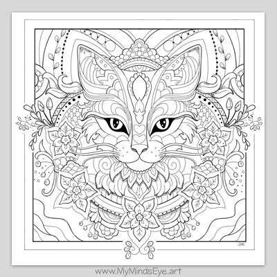 Monday Mandala Kitten Coloring Pages