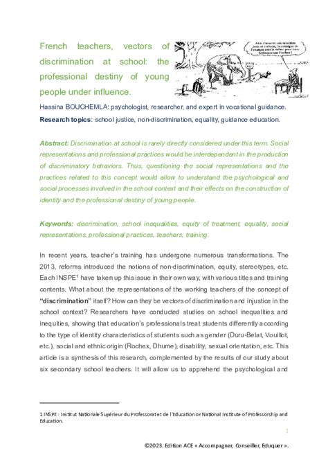 Pdf French Teachers Vectors Of Discrimination At School