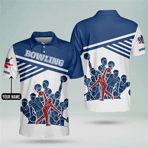 Custom Bowling Polo Shirts For Men And Women Custom Blue White