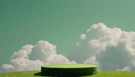 Premium Photo Photo 3d Small Round Green Grass Podium