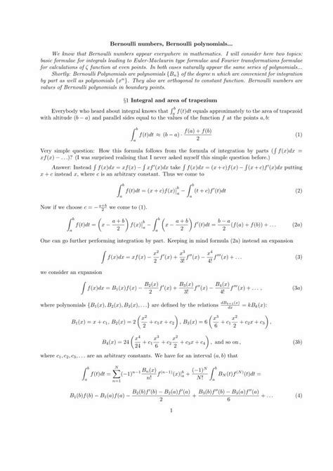 Pdf Bernoulli Numbers Bernoulli Polynomialskhudian Etudes Algebra