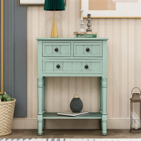 Narrow Console Table With Three Storage Drawers Entryway Table With