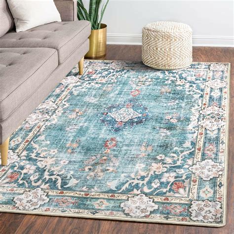 Mujoo Boho Area Rug Machine Washable Area Rug For Bedroom Laundry Room